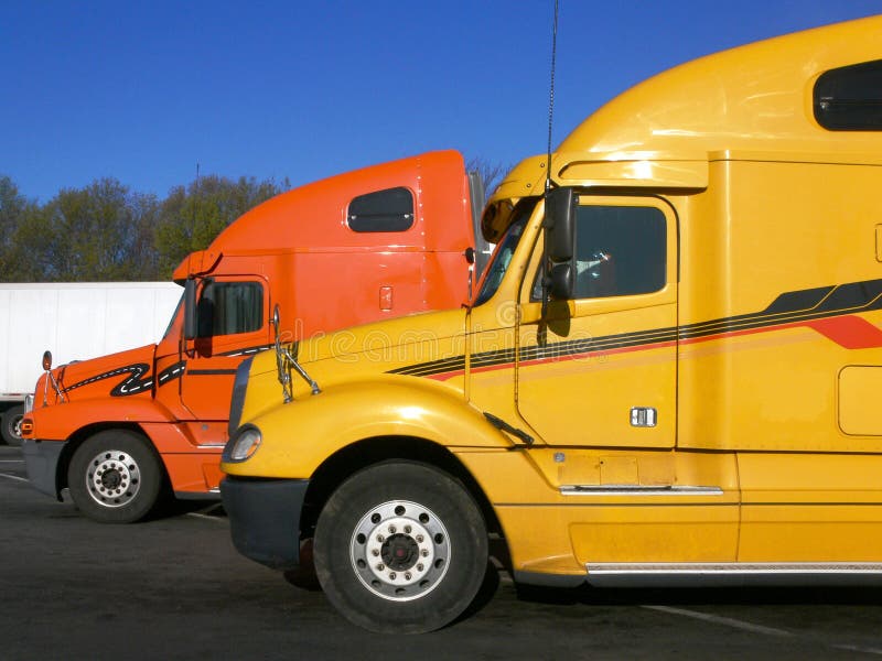 Trucks: side view of two stock image. Image of shiny - 19439405