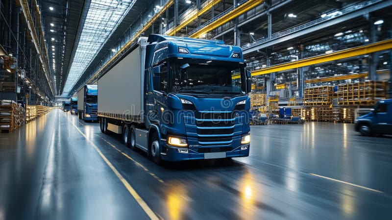 Trucks Transporting Goods in a Spacious Warehouse for Efficient ...