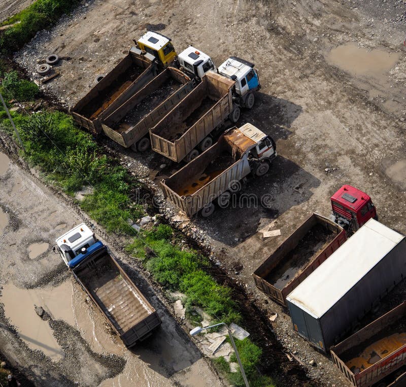 Trucks after unloading stock image. Image of vehicle - 49877291