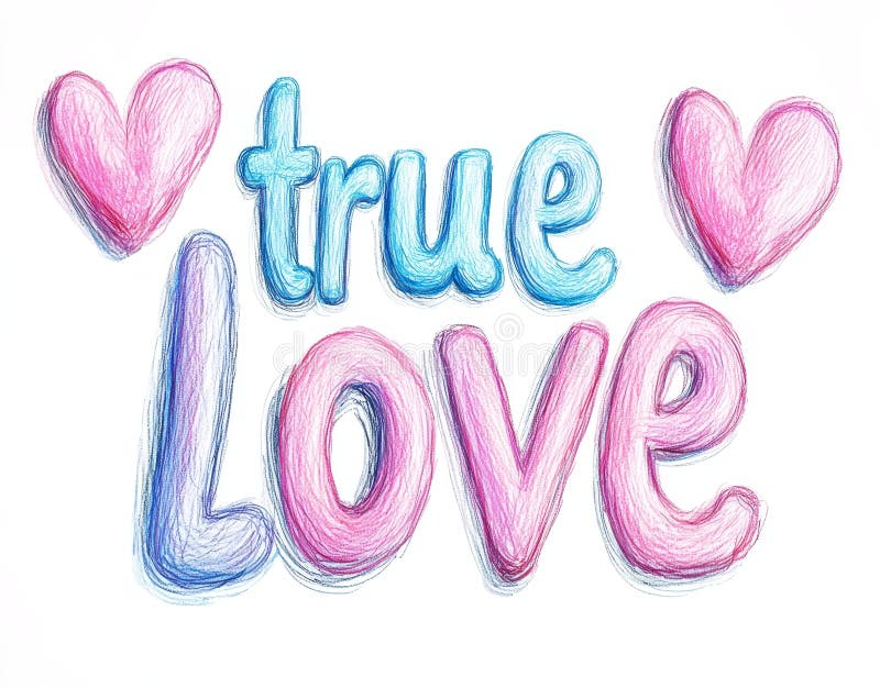 True Affection - Colorful, Hand-drawn Text, Isolated on a White ...