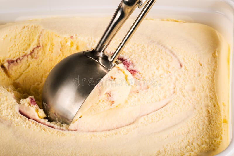 Creative Look for Some Raspberry Ripple Ice Cream Being Scooped Up ...