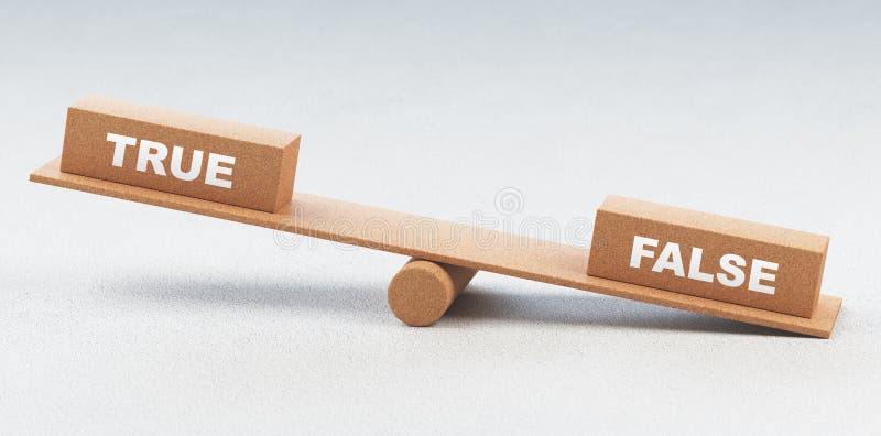 True or False on Balance, Words, 3d Render Illustration Stock ...