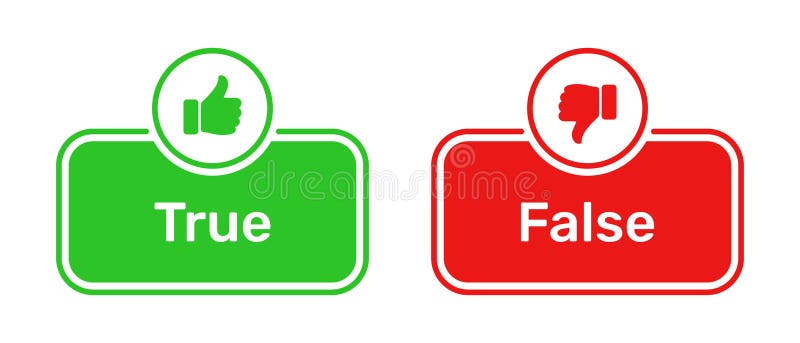 True and False Buttons with Like and Dislike Symbols in Green and Red ...