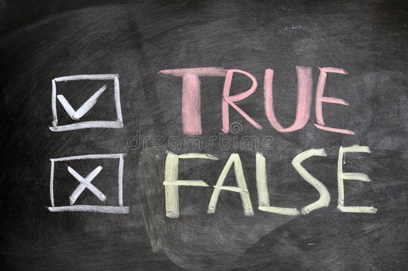 True and False Check Boxes Written on a Blackboard Stock Illustration ...