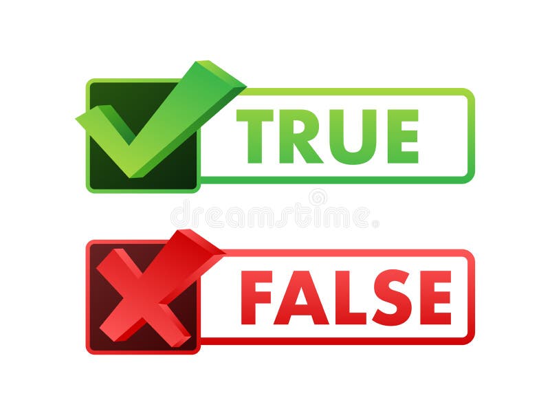 True and False. Check Mark and Cross. Vector Stock Illustration. Stock ...