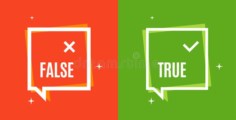True or False Check Mark in Square Speech Bubbles Shapes Set. Vector ...