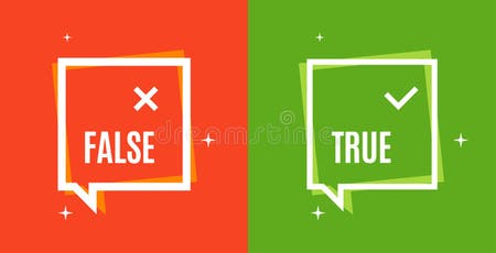 True or False Check Mark in Square Speech Bubbles Shapes Set. Vector ...