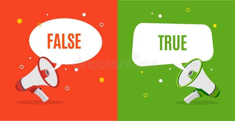 True and False Concept Which Megaphone and Speech Bubbles Shapes ...