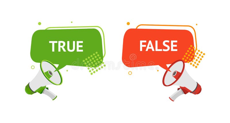 True and False Concept Which Megaphone and Speech Bubbles Shapes ...