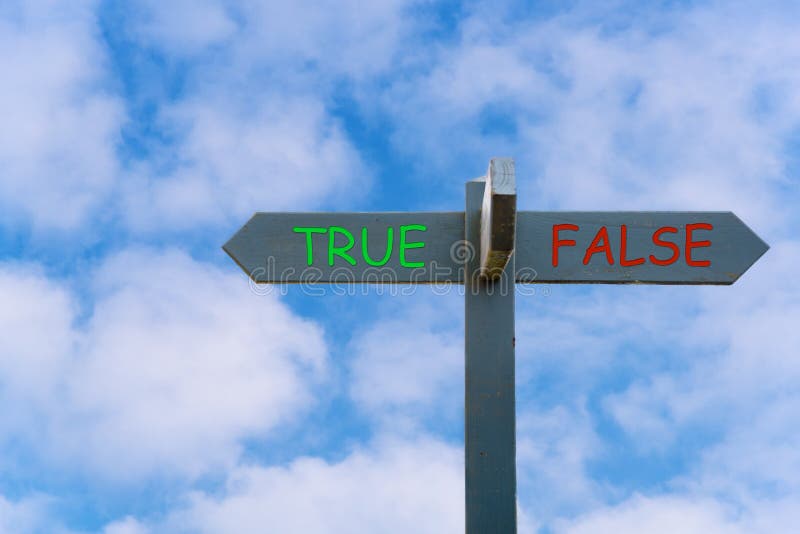 True or False: Conceptual Sign with Blue Sky in Background Stock Image ...
