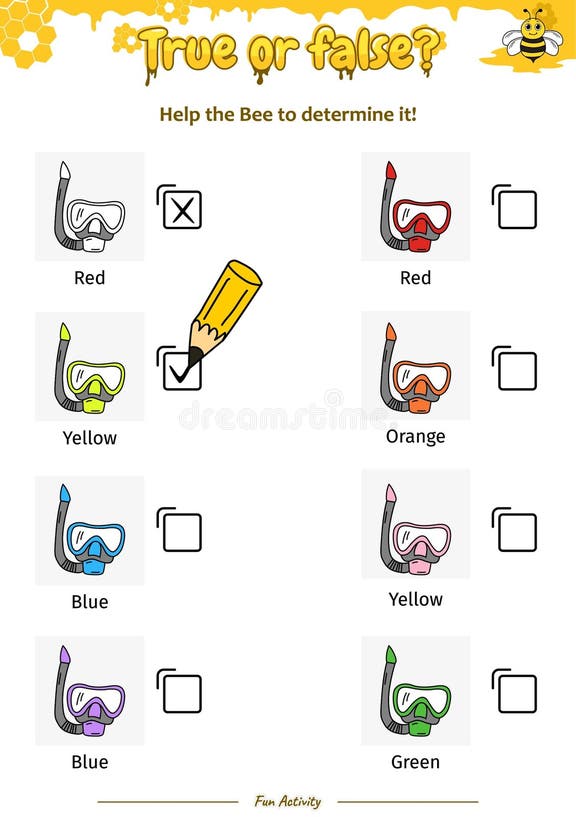 True or False Help the Bee To Determine it Stock Vector - Illustration ...