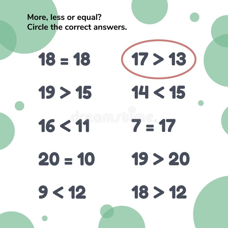 True or False. More, less or Equal. Educational Math Game for Kids ...
