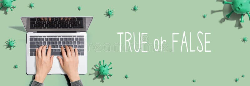 True or False with Person Using Laptop Computer Stock Image - Image of ...
