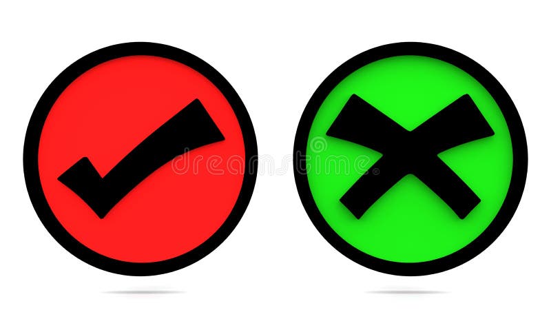 True and False Signs. Correct and Incorrect Icons. 3D Rendering Stock ...