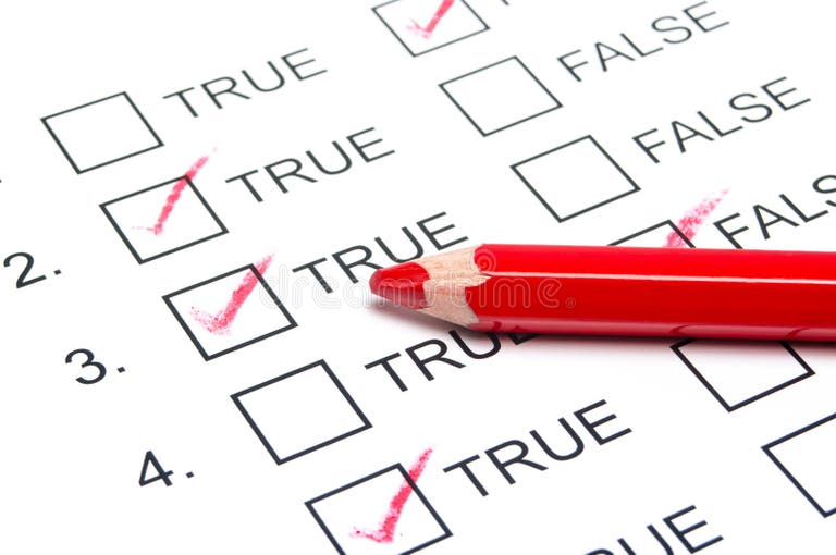True False Test with Red Pencil Stock Image - Image of school ...