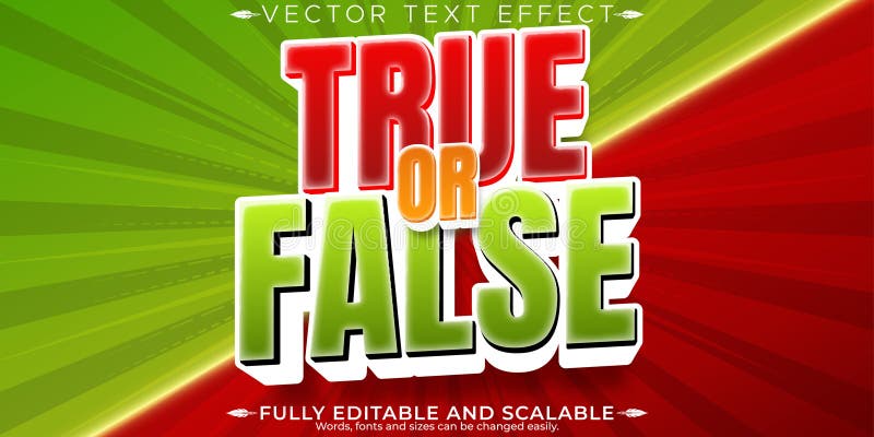 True False Text Effect, Editable Cartoon and Kids Text Style Stock ...