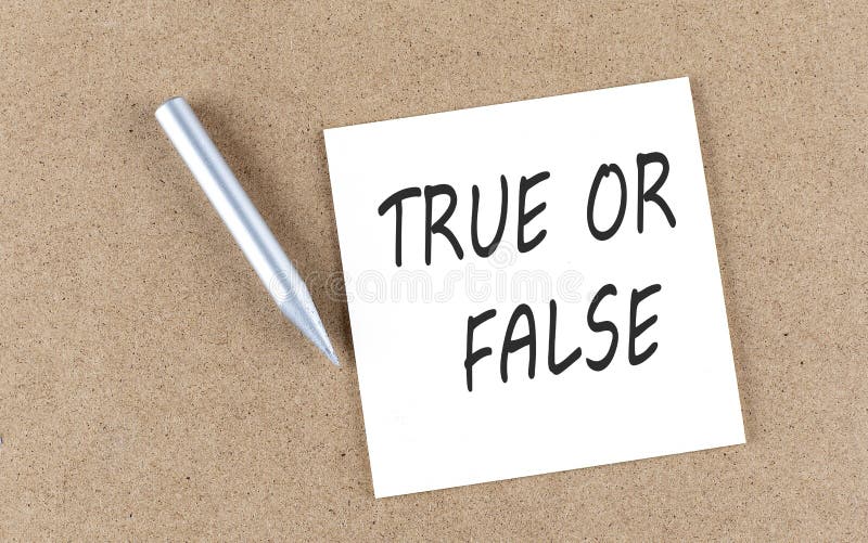TRUE or FALSE Text on Sticky Note on a Cork Board with Pencil Stock ...