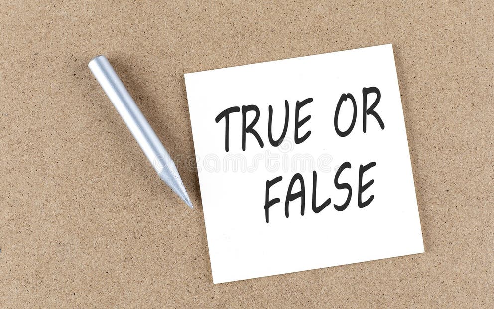 TRUE or FALSE Text on Sticky Note on a Cork Board with Pencil Stock ...