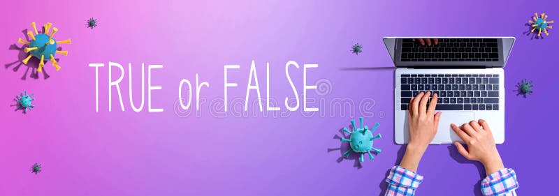 True or False with Woman Using a Laptop Stock Image - Image of question ...