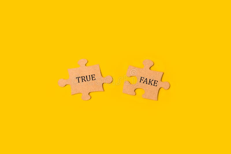 True and False Words Written on Brown Puzzle Pieces on a Yellow ...
