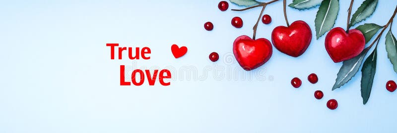 True Love Heart Cherries Watercolor Illustration of Heartshaped ...