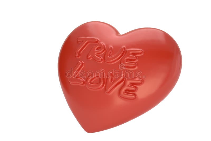 True Love Word and Hearts Isolated on White Background. 3D Rendering ...