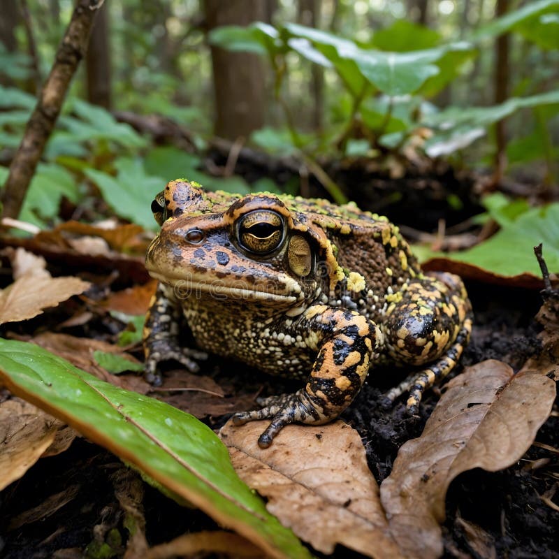 True Toad Blending into Forest Floor among Fallen Leaves and Earth ...