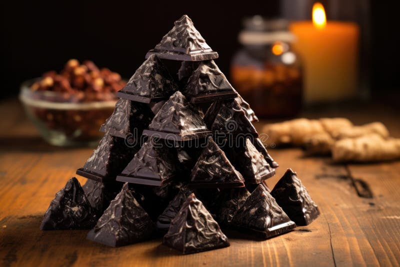 Truffle Candies Stacked Pyramid-like on a Wooden Table Stock ...