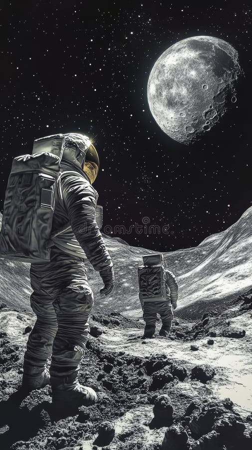 Astronauts Embarking on an Extraordinary Lunar Exploration a Cosmic ...