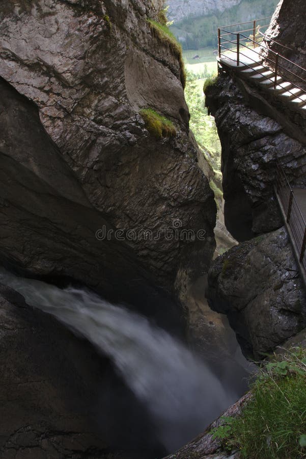 Trummelbach Falls (Trummelbachfalle), Waterfall In The Mountain Stock ...