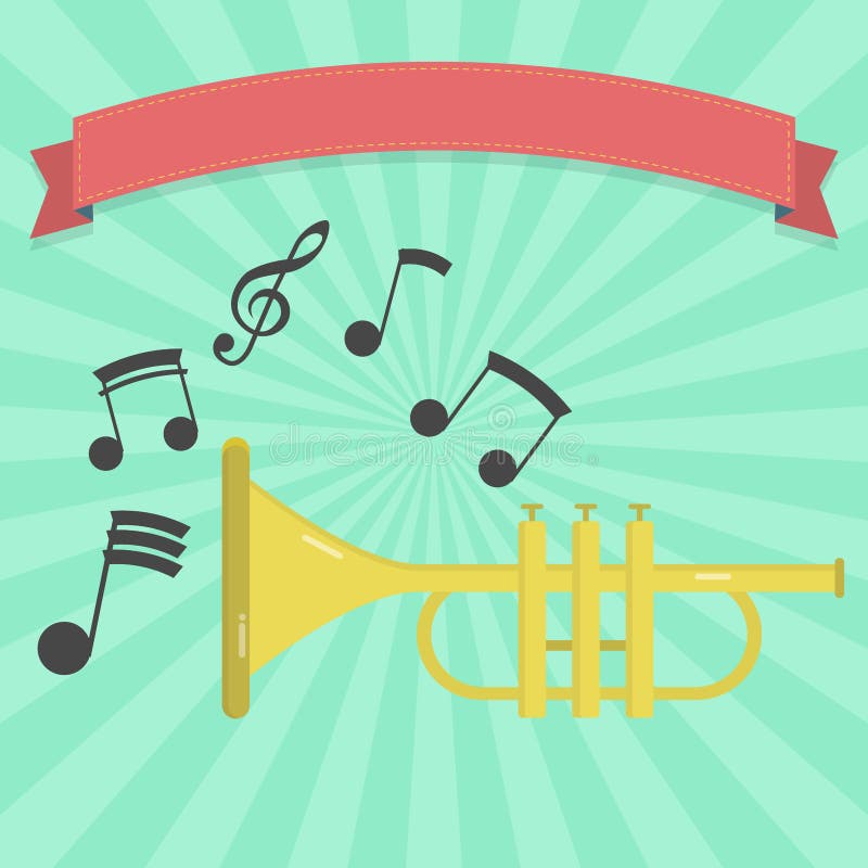 Trumpet with Banner stock vector. Illustration of broadcast - 31040024