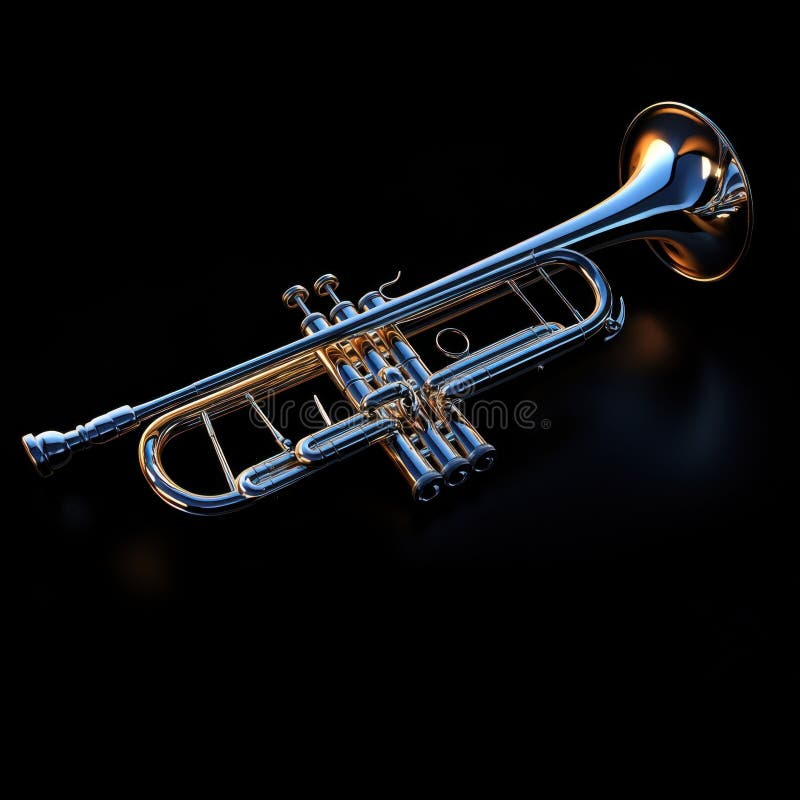 Trumpet on a Black Background.Computer Digital Drawing Stock ...