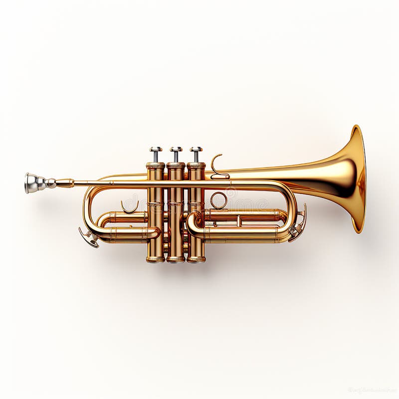 Trumpet, Bugle, Wind Musical Instrument, Close-up, Isolated on White ...