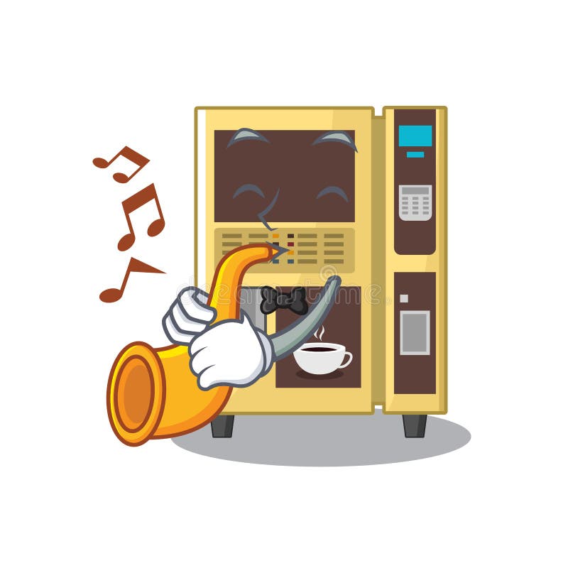 With Trumpet Coffee Vending Machine in a Karakter Stock Vector ...