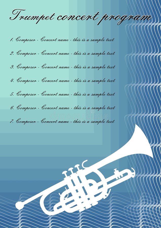 Trumpet Concerts Program Template with White Trumpet Silhouette, Sample ...