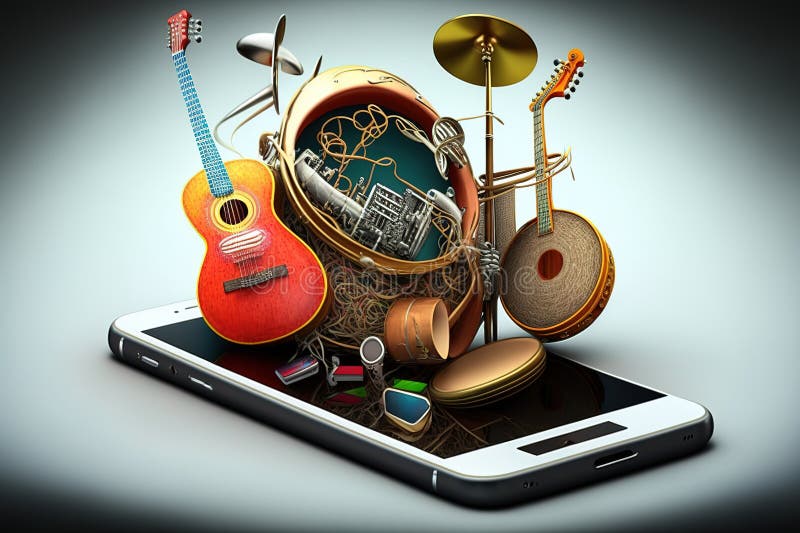 Trumpet Drums Guitar, Instruments Musical Phone Mobile Stock ...