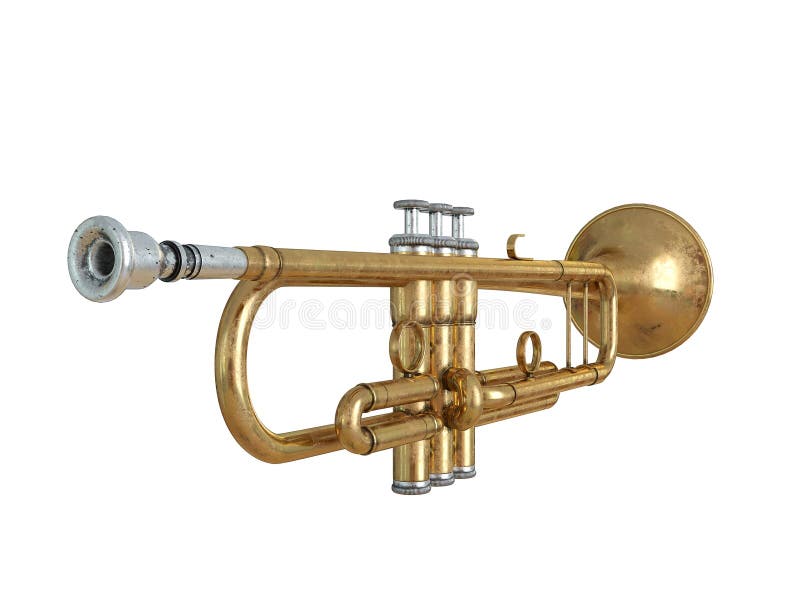 Trumpet Isolated on White 3D Rendering Stock Photo - Image of orchestra ...