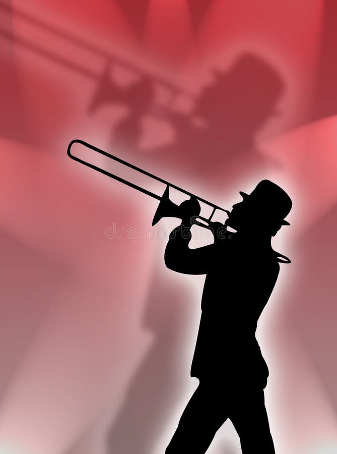 Trombone in the lights stock illustration. Illustration of performer ...