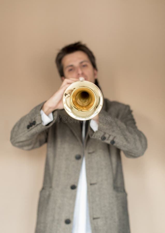 Trumpet man stock photo. Image of entertainment, caucasian - 63174392