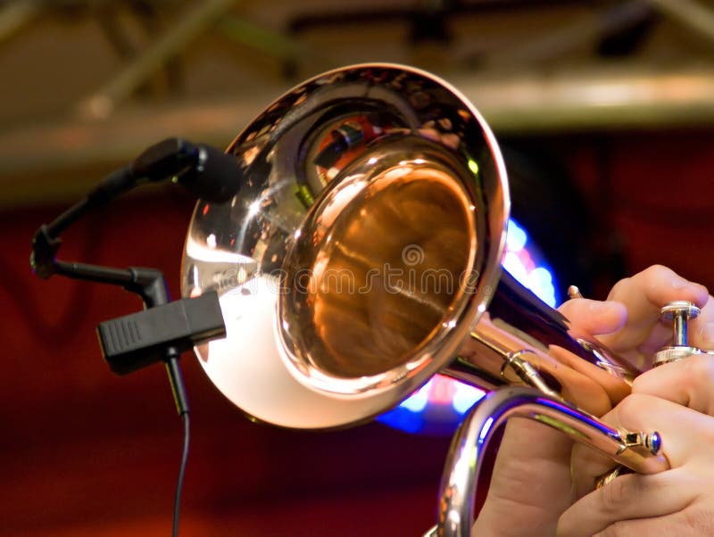 Trumpet and microphone stock image. Image of spit, fingering - 4789627