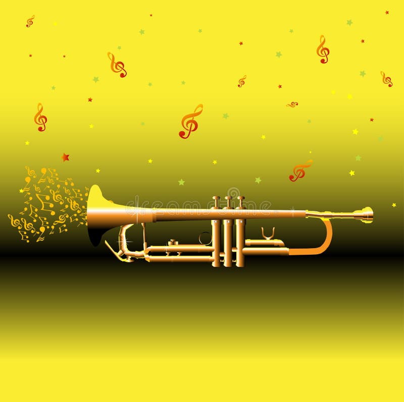 Trumpet and musical notes stock vector. Illustration of band - 7435170
