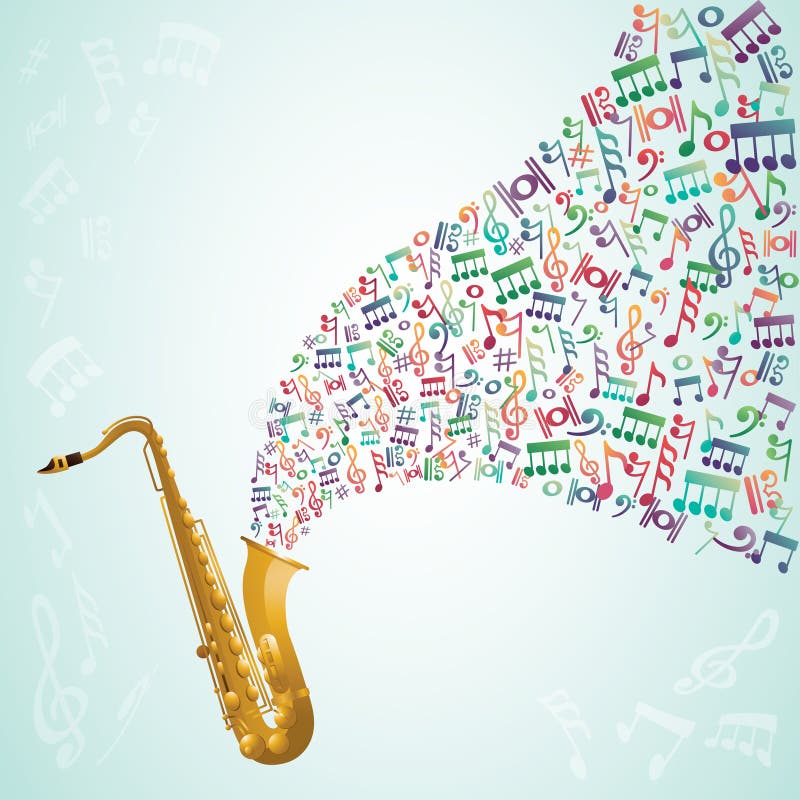 Trumpet with Musical Notes Coming Out. Vector Illustration Decorative ...