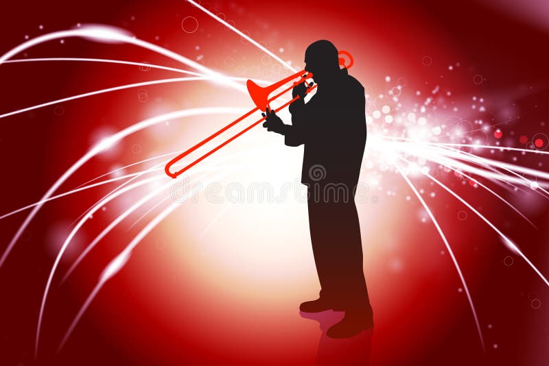 Trumpet Musician on Abstract Light Background Stock Illustration ...