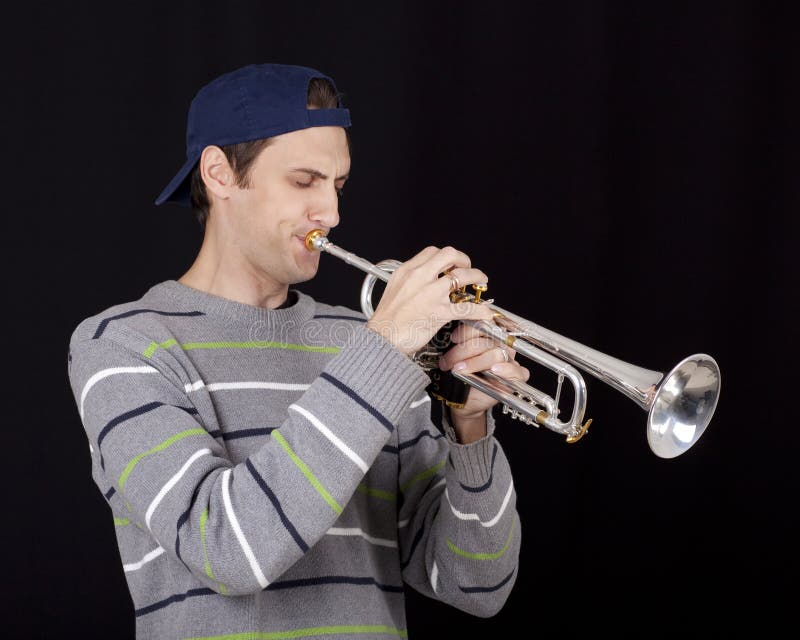 Trumpet player stock photo. Image of person, adult, brass - 13018122