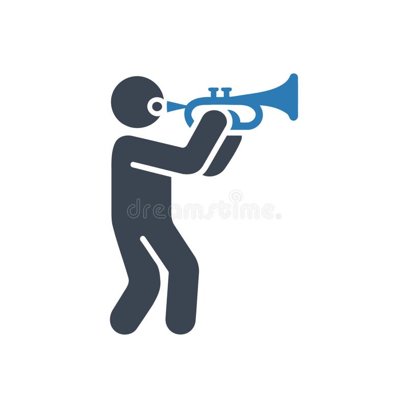 Trumpet Player Standing Figure Icon Stock Vector - Illustration of ...