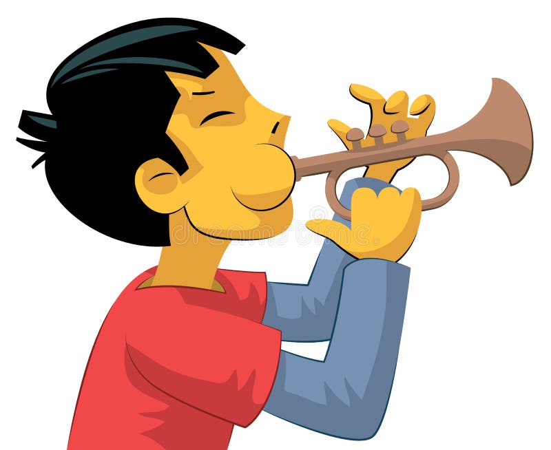 Trumpet player teenage boy stock illustration. Illustration of musician ...