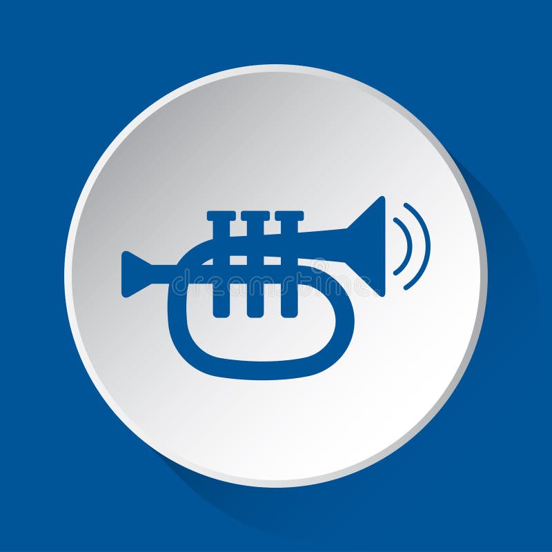 Trumpet - Simple Blue Icon on White Button Stock Vector - Illustration ...