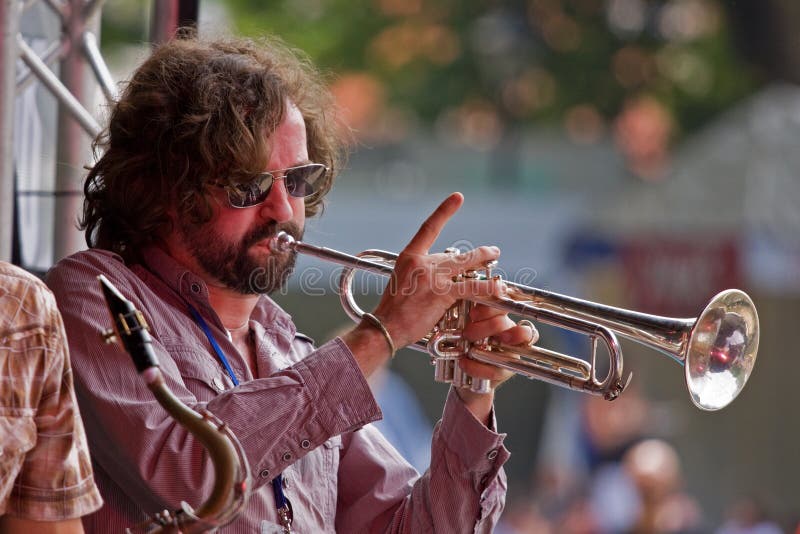 Trumpet on Stage editorial stock photo. Image of digit - 20699803