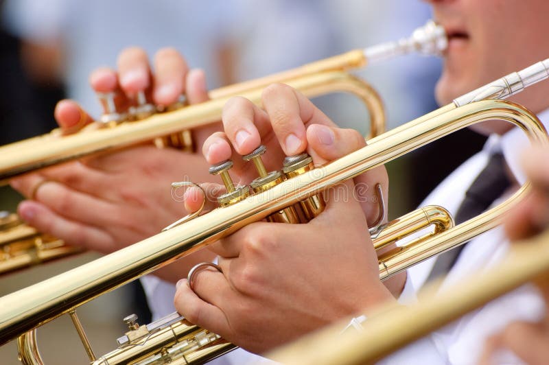 Trumpet stock photo. Image of classical, bell, gold, buttons - 1030296