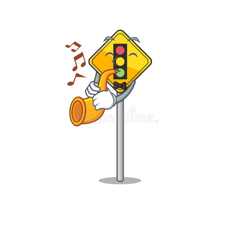 With Trumpet Traffic Light Ahead in Shape Mascot Stock Vector ...